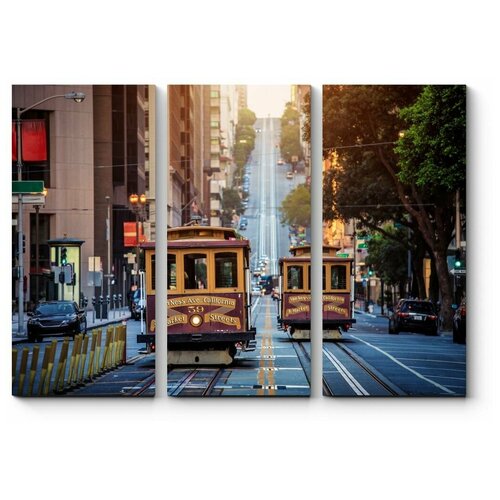 Модульная картина Два старинных трамвая по улицам Сан-Франциско110x79