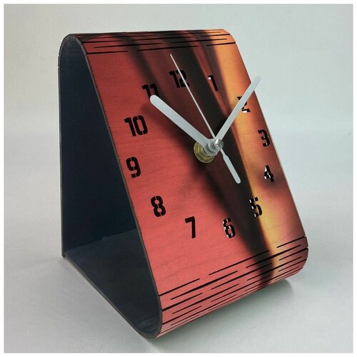 Настольные деревянные бесшумные часы цвета венге с УФ принтом Узоры Часы - 24