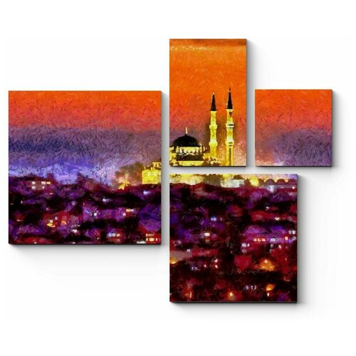 Модульная картина Сияющий Стамбул ночью 132x110