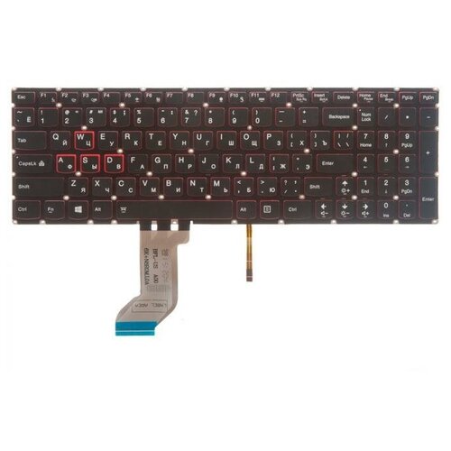 Клавиатура для ноутбука Lenovo Ideapad, черная без рамки, с подсветкой, верт. Enter