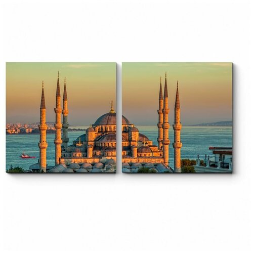 Модульная картина Голубая мечеть в закатных лучах, Стамбул 50x25