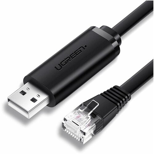 Кабель UGREEN CM204 (50773) USB-A to RJ45 Console Cable (1,5 метра) чёрный
