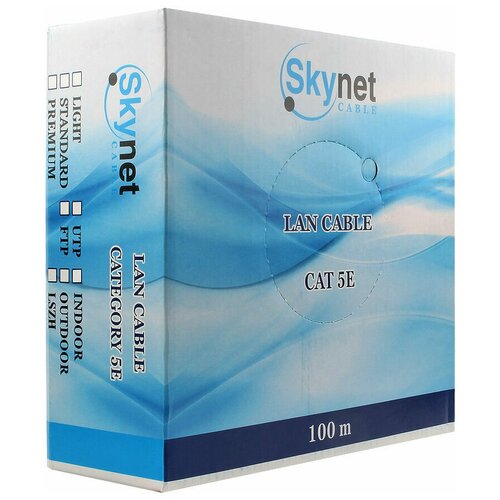Кабель SkyNet Premium UTP outdoor 4x2x0,51, медный, FLUKE TEST, кат.5e, однож., 100 м, box, черный