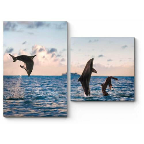 Модульная картина Купание с дельфинами140x105