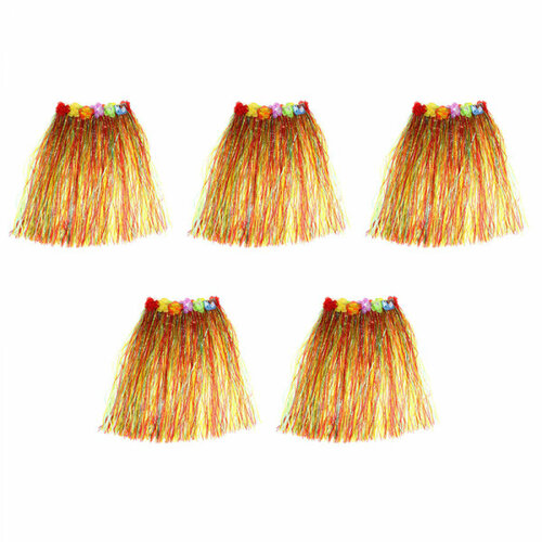 Гавайская юбка разноцветная с цветочками, 40 см (Набор 5 шт.)