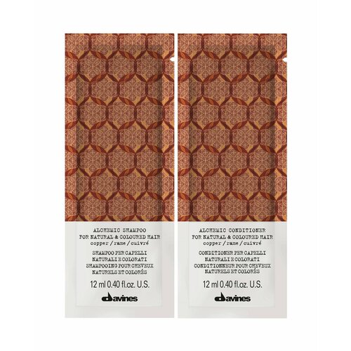 Davines Alchemic Shampoo & Conditioner (copper) Шампунь и Кондиционер «Алхимик» для натуральных и окрашенных волос (медный), 12+12 мл