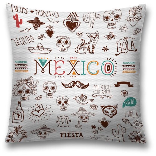 Наволочка декоративная на молнии, чехол на подушку JoyArty "Мексиканское веселье" 45х45 см