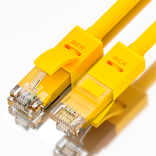 GCR Патч-корд прямой 3.0m UTP кат.5e, желтый, позолоченные контакты, 24 AWG, литой, GCR-LNC02-3.0m, ethernet high speed 1 Гбит/с, RJ45, T568B (GCR-LNC02-3.0m)