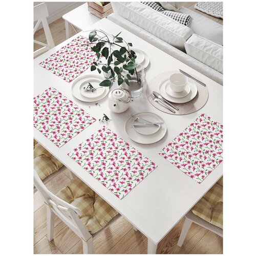 Салфетки на стол для сервировки прямоугольные, плейсмат JoyArty "Цветение лилии", 32x46 см, в комплекте 4шт.