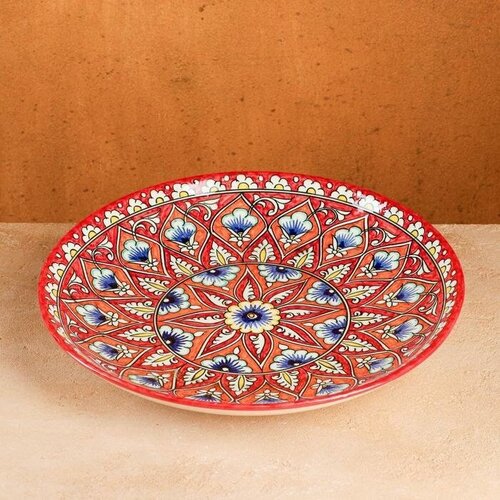 Ляган круглый, диаметр 32 см, блюдо из керамики, узбекская посуда, тарелки для сервировки