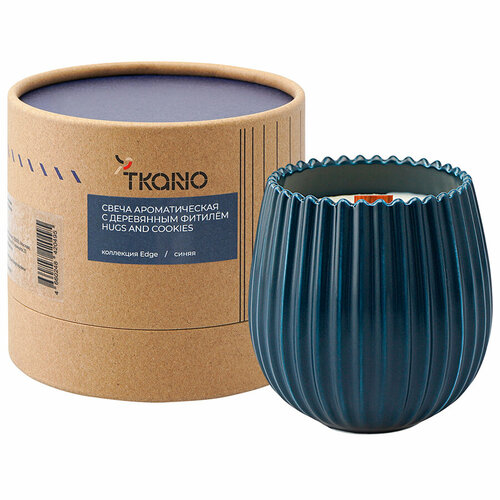 Свеча ароматическая с деревянным фитилём Hugs and Cookies из коллекции Edge синий 60 ч Tkano TK23-ARO0047