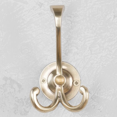 Настенный трёхрожковый крючок-вешалка Double Hook Antique Gold