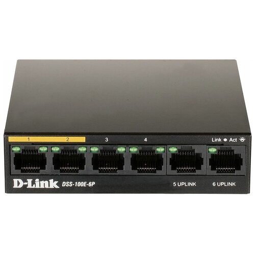 Коммутатор (switch) D-link DSS-100E-6P/A1A , 6x100Mb