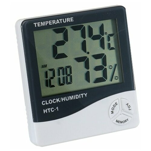 Термометр-гигрометр/ цифровой электронный комнатный /часы, будильник, температура, влажность/ Погодная станция для дома НТС-1