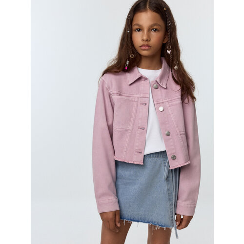 Джинсовая куртка Sela, размер 140, фиолетовый, лиловый