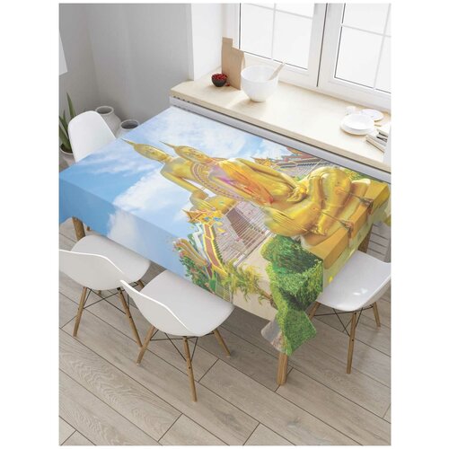 Скатерть прямоугольная JoyArty на кухонный стол "Золотая индия" из оксфорда, 120x145 см