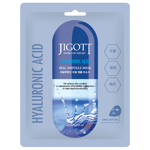 Jigott Ампульная тканевая маска с гиалуроновой кислотой Hyaluronic Acid Real Ampoule Mask, 27мл