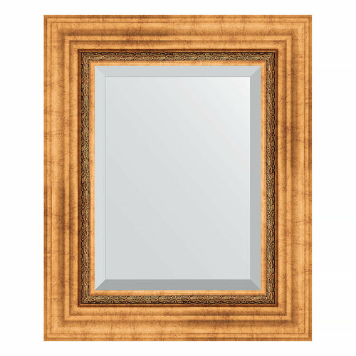Зеркало настенное с фацетом EVOFORM в багетной раме римское золото, 46х56 см, для гостиной, прихожей, кабинета, спальни и ванной комнаты, BY 3360