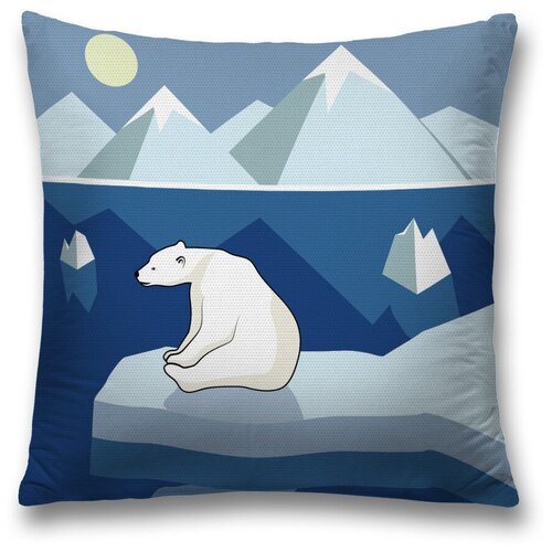 Наволочка декоративная на молнии, чехол на подушку JoyArty "Грустный медведь на льдине" 45х45 см