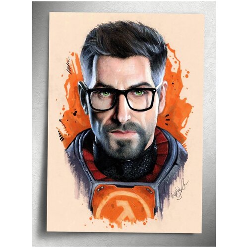 Постер: Портрет Гордона Фримена (Халф Лайф, Half-Life), на А4