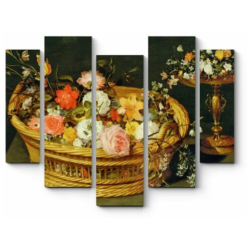 Модульная картина Корзинка с розами101x82