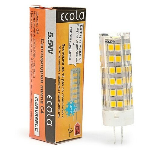 Лампа светодиодная Ecola Light Corn Micro, 5.5 Вт, G4, 4200 K, 57х16