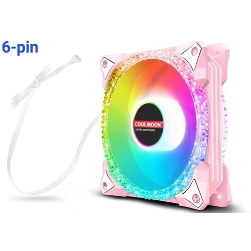 Вентилятор для корпуса Coolmoon Magic Diamond 12см/6 пин Pink