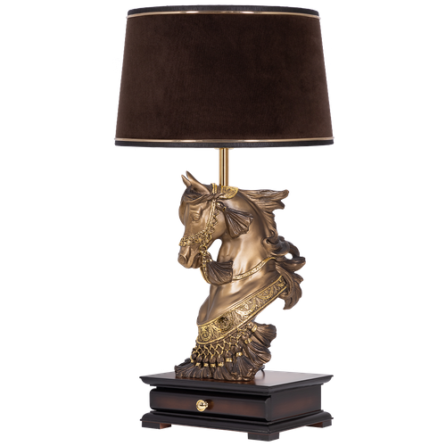 Настольная лампа Bogacho Лошадь императора бронзовая с коричневым абажуром Тюссо Конфети