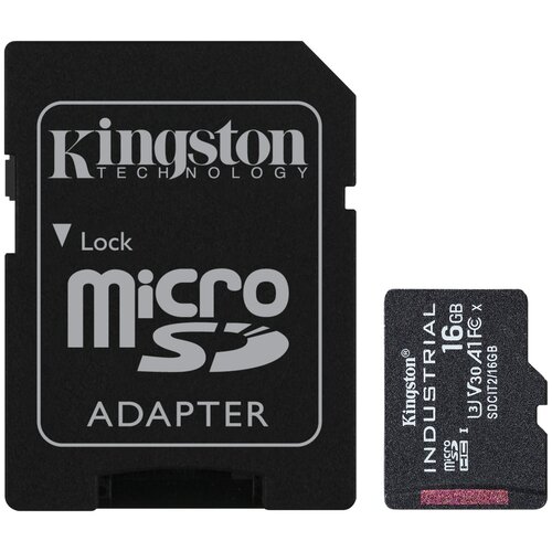 Карта памяти Kingston microSDHC 16 ГБ Class 10, V30, A1, UHS-I U3, R/W 100/80 МБ/с, адаптер на SD, черный