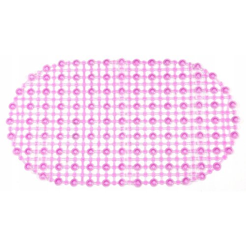 Коврик для ванной противоскользящий на присосках, 65х37 см. / Коврик овальный, цвет розовый