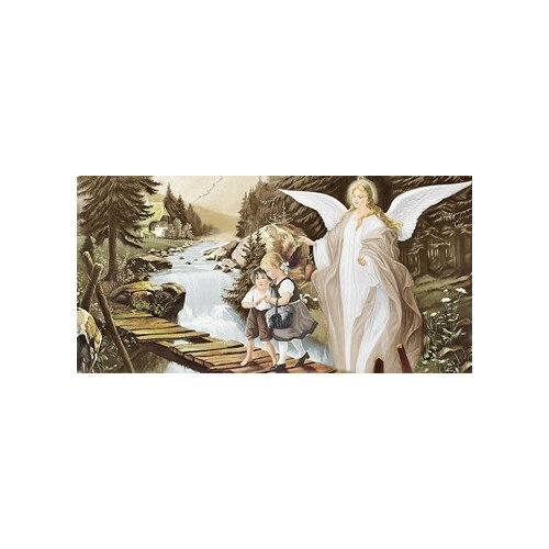 Икона на дереве ручной работы - Ангел-хранитель, 15x20x4,0 см, арт Ид5153