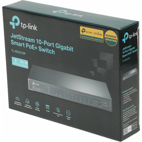 Коммутатор TP-Link TL-SG2210P 8G 2SFP 8PoE+ управляемый