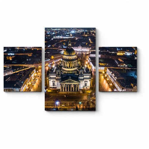 Модульная картина Пролетая над ночным Санкт-Петербургом 160x104