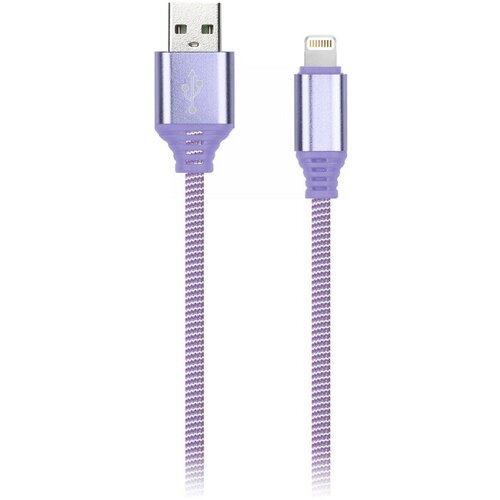 Кабель Smartbuy iK-512NS, USB(AM) - Lightning(M), для Apple, в оплетке, 2A output, 1м, фиолетовый, 2 штуки