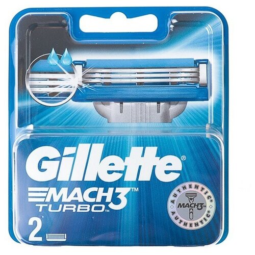 Gillette Сменные кассеты Gillette Mach3 Turbo Aloe, 3 лезвия, 2 шт