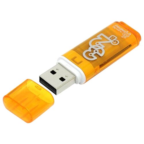 Память Smart Buy "Glossy" 32GB, USB 2.0 Flash Drive, оранжевый