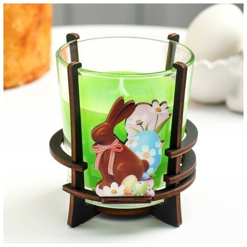 Свеча пасхальная в стакане ароматическая "Пасхальный кролик", 10х9,5 см, 290 г, яблоко
