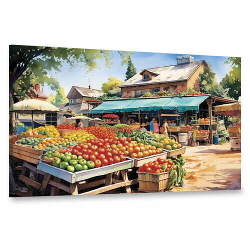 Интерьерная картина 100х60 "Овощной рынок"