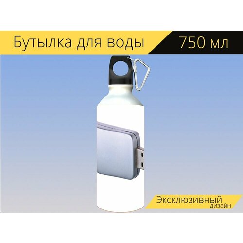 Бутылка фляга для воды "Usb, technology, white" 750 мл. с карабином и принтом