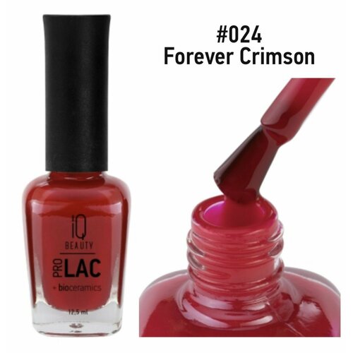 IQ Beauty Сolor ProLac+ Лак для ногтей укрепляющий с биокерамикой Forever Crimson №024 12,5мл