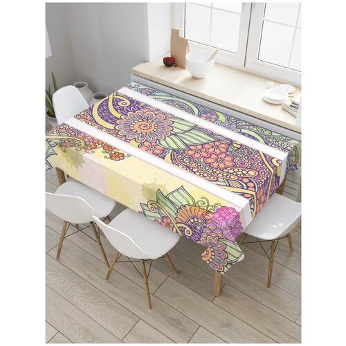 Скатерть прямоугольная JoyArty на кухонный стол "Красочная арка из цветов" из оксфорда, 180x145 см