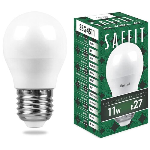 Лампа светодиодная SAFFIT, 11W 230V E27 4000K G45, SBG4511