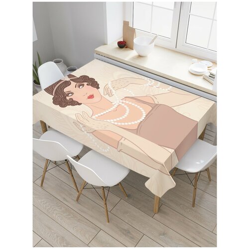 Скатерть прямоугольная JoyArty на кухонный стол "Девушка ретро" из оксфорда, 120x145 см