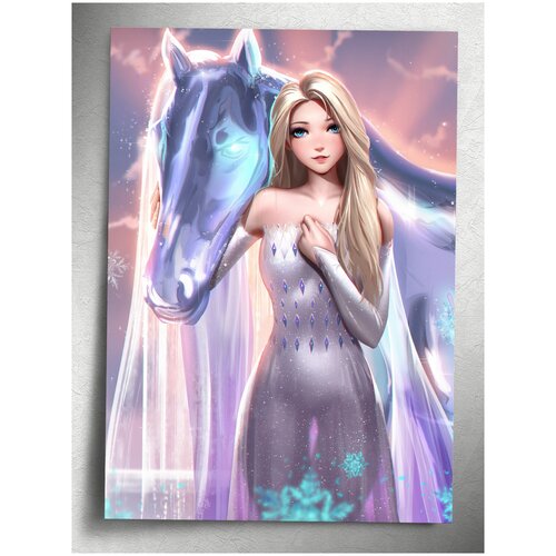 Постер: Эльза и конь Нокк (Холодное Сердце), на А5
