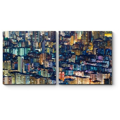 Модульная картина Пейзаж засыпающего Гонконга120x60
