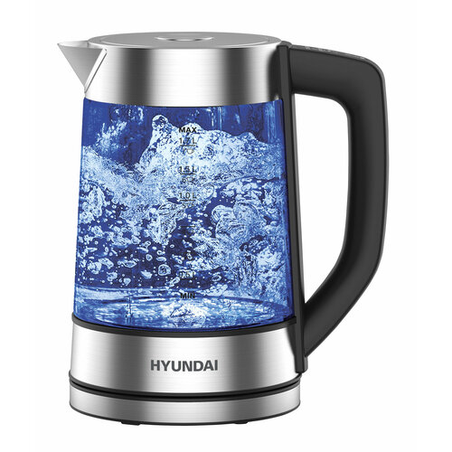 Чайник электрический Hyundai HYK-G7406 черный/серебристый, стекло