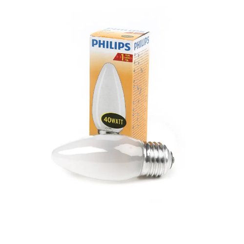 Лампа накаливания свеча матовая Philips, цоколь E27 40 Вт, 10 штук