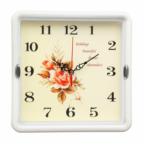 Часы настенные "Цветы", 22 х 22 см, плавный ход 9865980