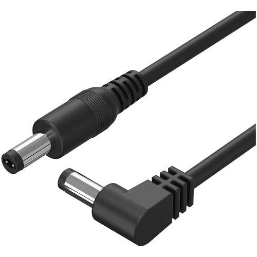 Кабель удлинитель GSMIN JD-01 DC 5.5 x 2.1 (F) - DC 5.5 x 2.1 (M) угловой (25 см.) (Черный)