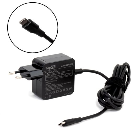 Блок питания TopON для Samsung 20V 1.5A/ 15V 2A / 9V 3A / 5V 3A USB Type-C 30W.